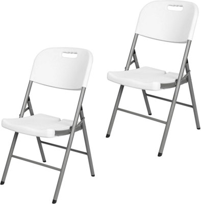 Heavy Duty White Folding Plastic Chair Set, Collapses down for quick ...