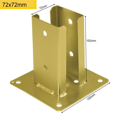 Heavy Duty Yellow Galvanised Bolt Down Post Support - Pergola Post ...