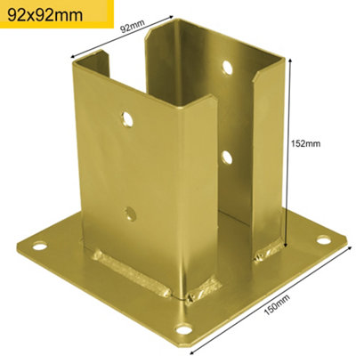 Heavy Duty Yellow Galvanised Bolt Down Post Support - Pergola Post ...