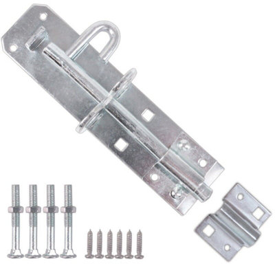 Heavy Duty Zinc Plated Garden Gate Bolt + Fixings