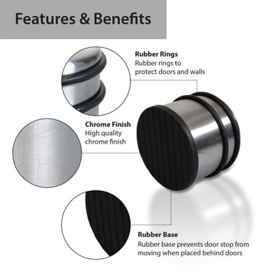 Heavy Weighted Metal Round Door Stop Rubber Base Bumper Stopper ...