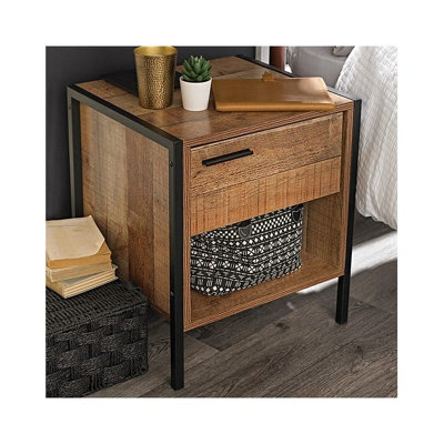 Hector Bedside Cabinet Distressed Oak Effect