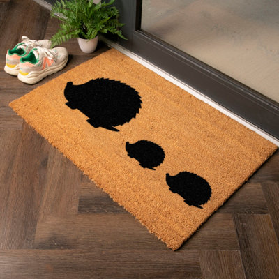 Hedgehog Family Country Size Coir Doormat | DIY at B&Q