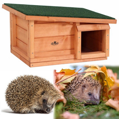 Hedgehog House/Hibernation Shelter Wood Predator Proof Feeding Station ...
