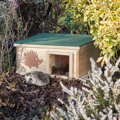 Hedgehog House Wooden Garden Nature Hibernation Box with Waterproof ...