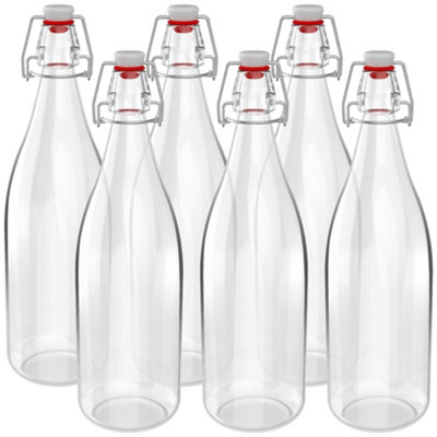 HEFTMAN Clip Top Bottles 1 Litre - 6 Pack