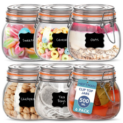 HEFTMAN Clip Top Jars 500ml - 6 Pack
