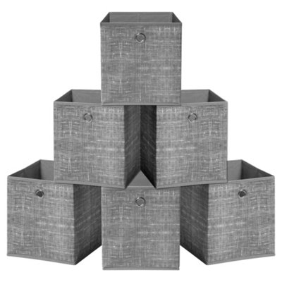 HEFTMAN COLLAPSIBLE STORAGE BOXES - 6 PACK - (33 X 33 X 33CM) - GREY