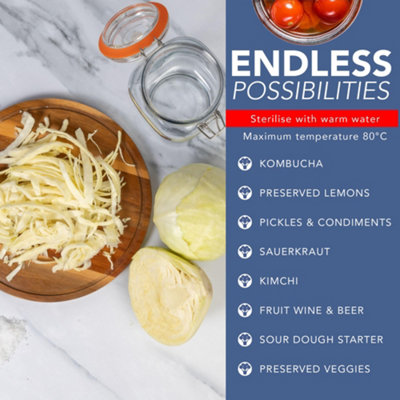 HEFTMAN Fermentation Kit Jars 2 Pack - 1L