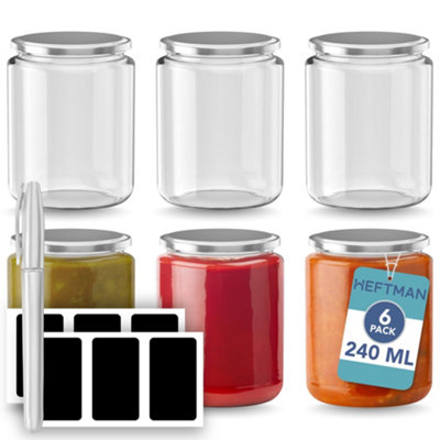 HEFTMAN Glass Jars 240ml - 6 Pack
