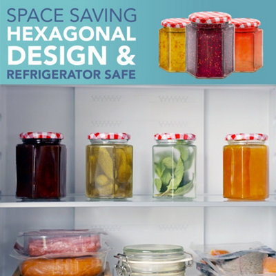 HEFTMAN Hexagonal Jam Jars 250Ml - 24 Pack