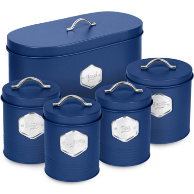 HEFTMAN Kitchen Storage Canister 5 Piece Set - Blue