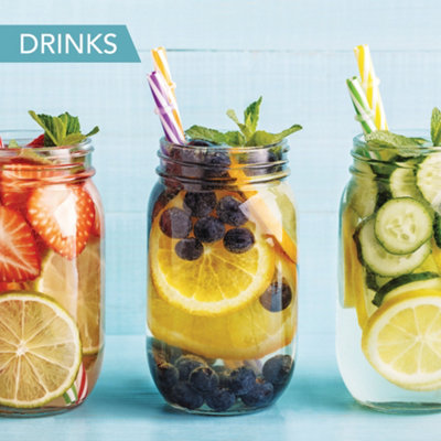 HEFTMAN Mason Glass Jars - 6 Pack (1 Litre)