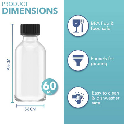 HEFTMAN Mini Glass Bottles 60ml - 12 Pack