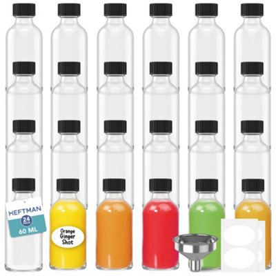 HEFTMAN Mini Glass Bottles 60ml - 24 Pack