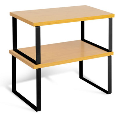 HEFTMAN SHELF ORGANISER SET OF 2 - NATURAL & BLACK