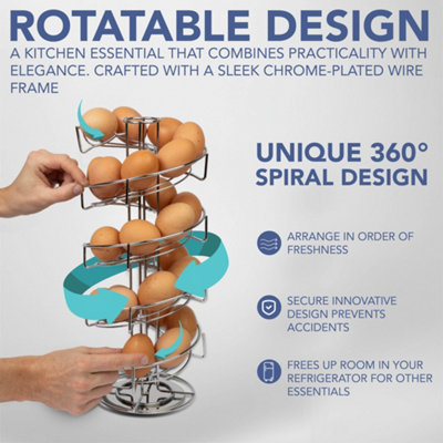 HEFTMAN Spiral Egg Dispenser Rack - Silver