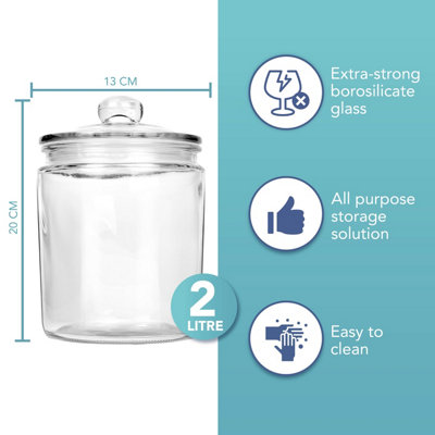 HEFTMAN Storage Glass Jar 2L - 2 Pack