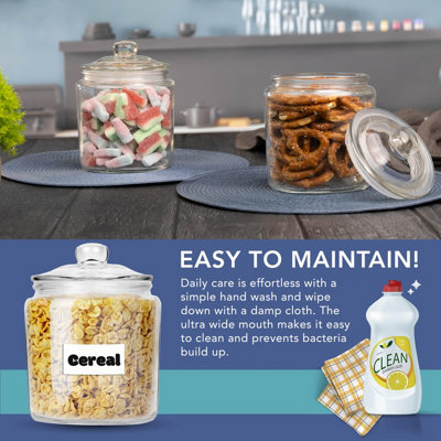 HEFTMAN Storage Glass Jars 1L - 2 Pack