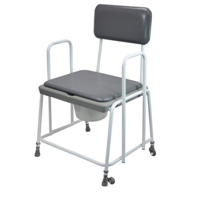 Height Adjustable Bariatric Commode Chair - 7.5 Litre Pail with Lid - Vinyl Seat | DIY at B&Q