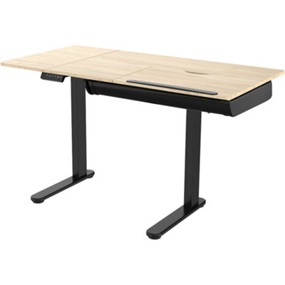 Height Adjustable Black Oak Electric Drafting Desk 1200 x 600mm with ...