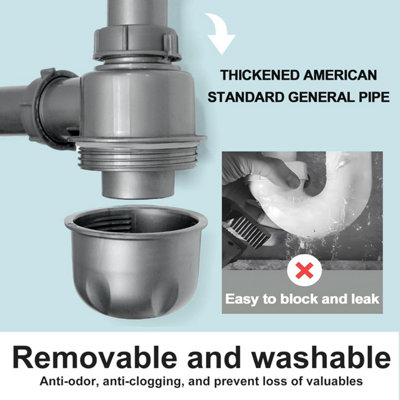 Height Adjustable Drain Strainer with 3-1-2 Inch Kitchen Sink Drain ...