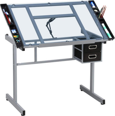 Height Adjustable Drawing Table Tiltable Craft Table with Storage ...
