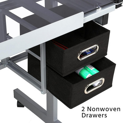 Height Adjustable Drawing Table Tiltable Craft Table with Storage ...