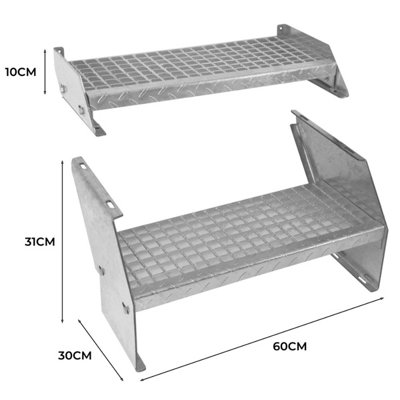 Height Adjustable Metal Staircase 2 Steps - 600mm Wide