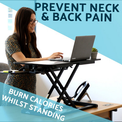 Height Adjustable Sit-Stand Desk Converter with Dual Monitor Bracket ...