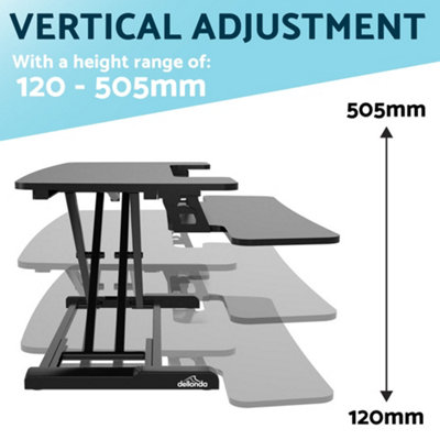 Height Adjustable Sit-Stand Desk Converter with Dual Monitor Bracket ...