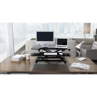Height Adjustable Sit-Stand Desk Converter with Dual Monitor Bracket ...