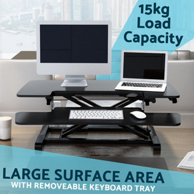 Height Adjustable Sit-Stand Desk Converter with Dual Monitor Bracket ...
