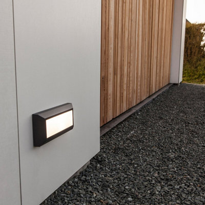 HELENA - CGC Dark Grey Rectangle LED Surface Mount Wall Light | DIY at B&Q