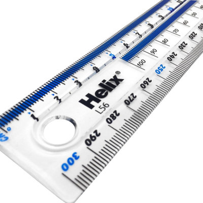Helix Clear Plastic Ruler Blue/Clear (One Size)