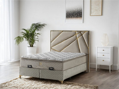 Helix Double Divan Ottoman Bedframe Black & Gold (Without Mattress)