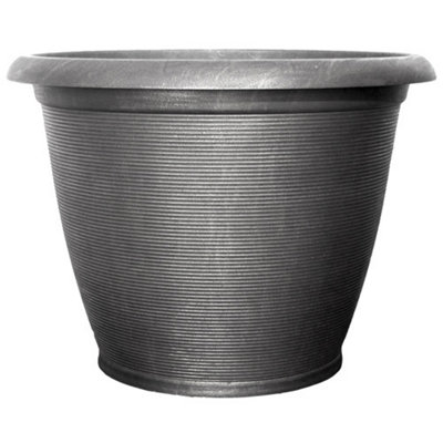 Helix Planter with Saucer 48cm Silver Effect