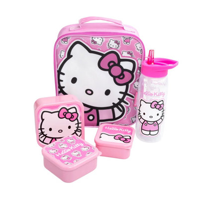 Hello Kitty Girls Character Lunch Bag and Bottle Pink (One Size)