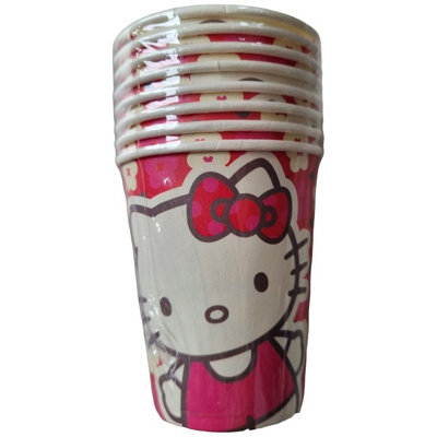 Hello Kitty Paper Party Cup (Pack of 8) Pink/White (One Size) | DIY at B&Q