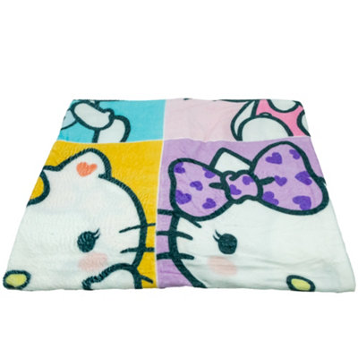 Hello Kitty Premium Coral Fleece Blanket Multicoloured (170cm x 130cm ...