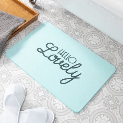 Hello Lovely Aqua Blue Stone Non Slip Bath Mat