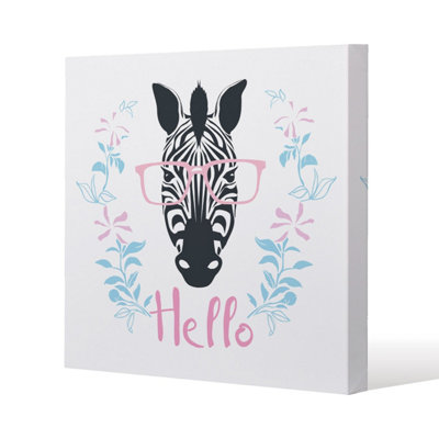 Hello Zebra (Canvas Print) / 46 x 46 x 4cm | DIY at B&Q