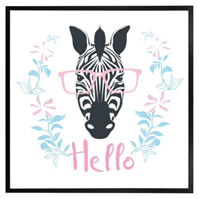 Hello zebra (Picutre Frame) / 20x20" / Black | DIY at B&Q