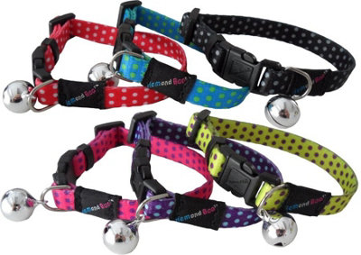 Hem & Boo Safety Buckle Kitten Collar Spotty Pattern Astd - Pack of 6