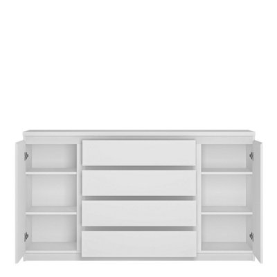 Hemingway White Wooden 2-Door 4-Drawer Wide Sideboard