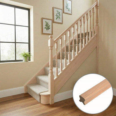 Hemlock Handrail THR 4.0m - 32mm Groove For Spindles UK Manufactured ...