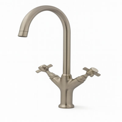 Hemsworth Kitchen Mixer Tap Brushed Nickel Finish with Cross Handles ...