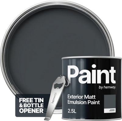 Hemway Anthracite Grey Exterior Matt Acrylic Paint 2.5L Tin Durable ...