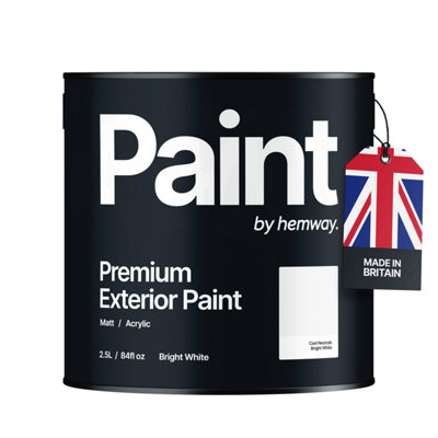 Buy Hemway Bright White Exterior Matt Acrylic Paint 2.5L Tin Durable ...