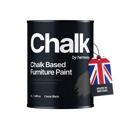 Hemway Chalk Based Furniture Paint Flat Matt Caviar Black 1L Shabby ...